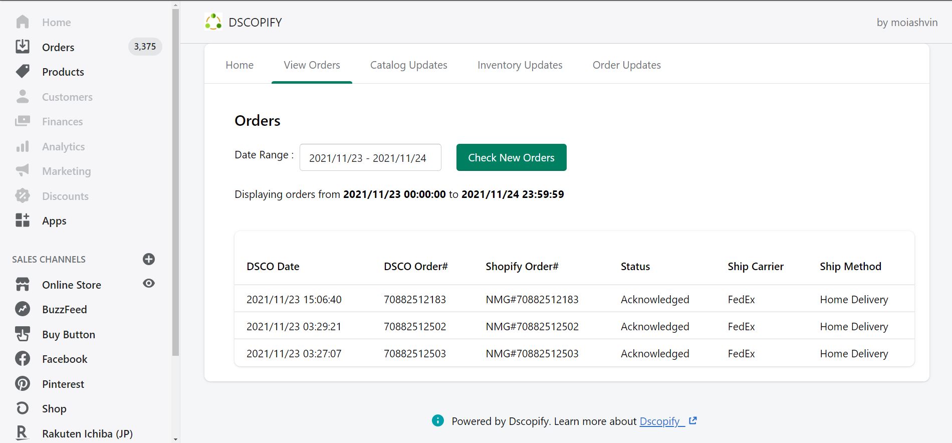 Shopify DSCO Integration - Dscopify